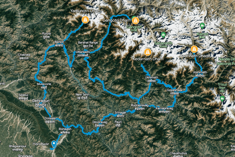 Route Map of Char Dham Yatra - Gokeys India - Travel In Himalayas